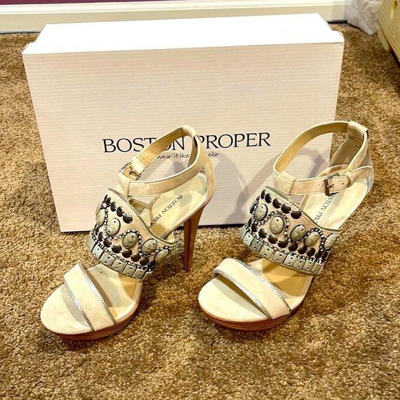 Boston Proper | Shoes | Boston Proper Moon Silver Stilettos 5 Heel ...